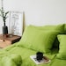 Chartreuse Green Linen Bedding Set 1 Duvet Cover and 2 Pillowcases ...
