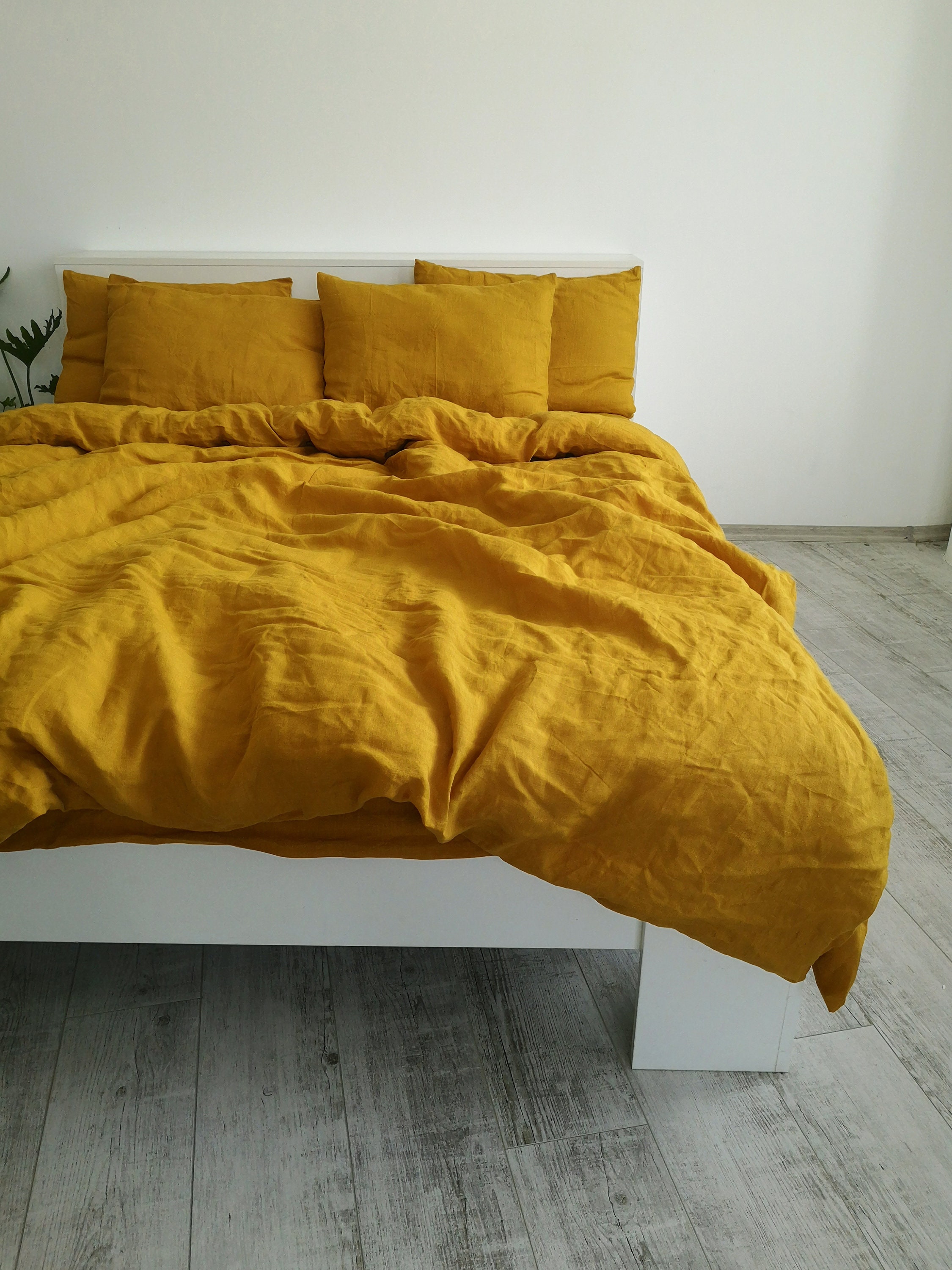 Mustard Linen Duvet Cover / 1 Duvet Cover / Softened Linen / - Etsy