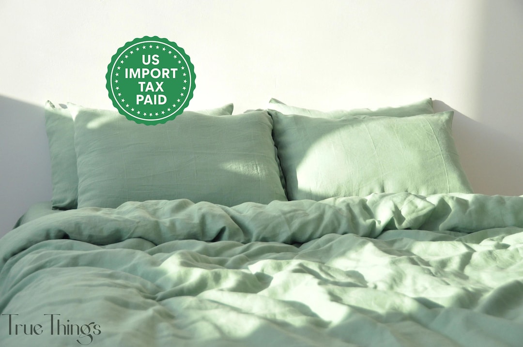 Sage Green Linen Duvet Cover 1 Duvet Cover Softened Linen Green ...