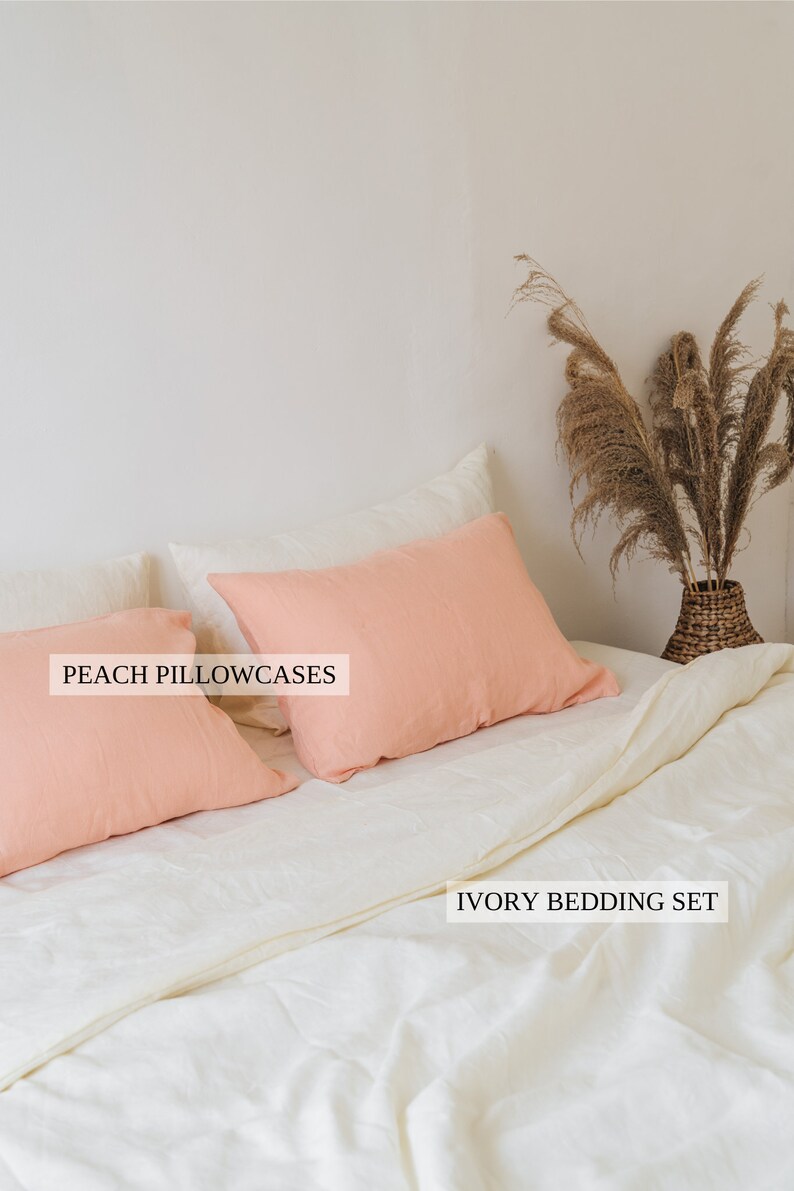 Ivory Linen Duvet Cover Set 1 Duvet Cover and 2 Pillowcases in Ivory ...