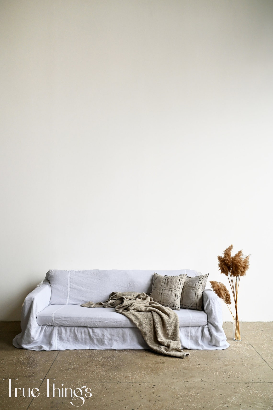 White Linen Sofa Slipcover / Couch Throw / Softened Linen Drop - Etsy