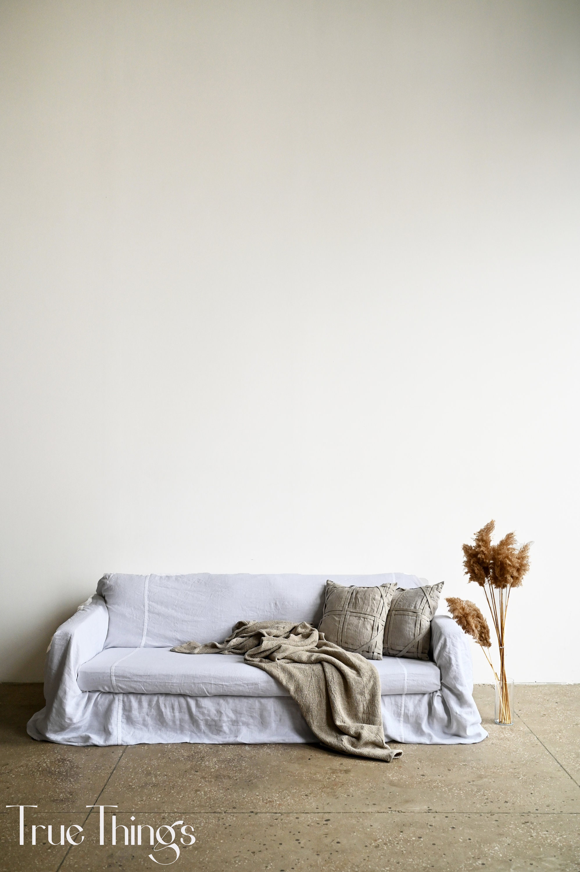 White Linen Sofa Slipcover / Couch Throw / Softened Linen Drop - Etsy