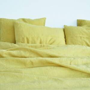 Chartreuse yellow linen bedding set / 1 Duvet cover 2 | Etsy