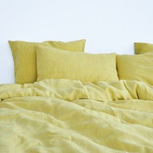 Chartreuse yellow linen duvet cover / 1 duvet cover / Softened | Etsy