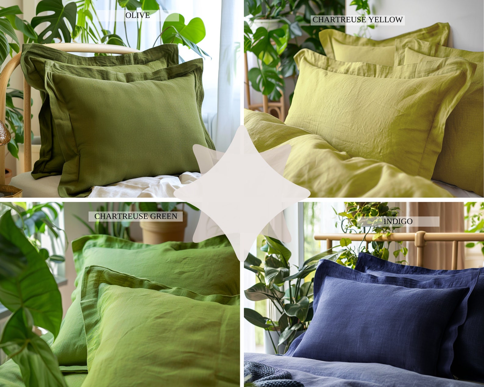 Forest Green Linen Oxford Sham Emerald Green Sham Pillow Cover King ...