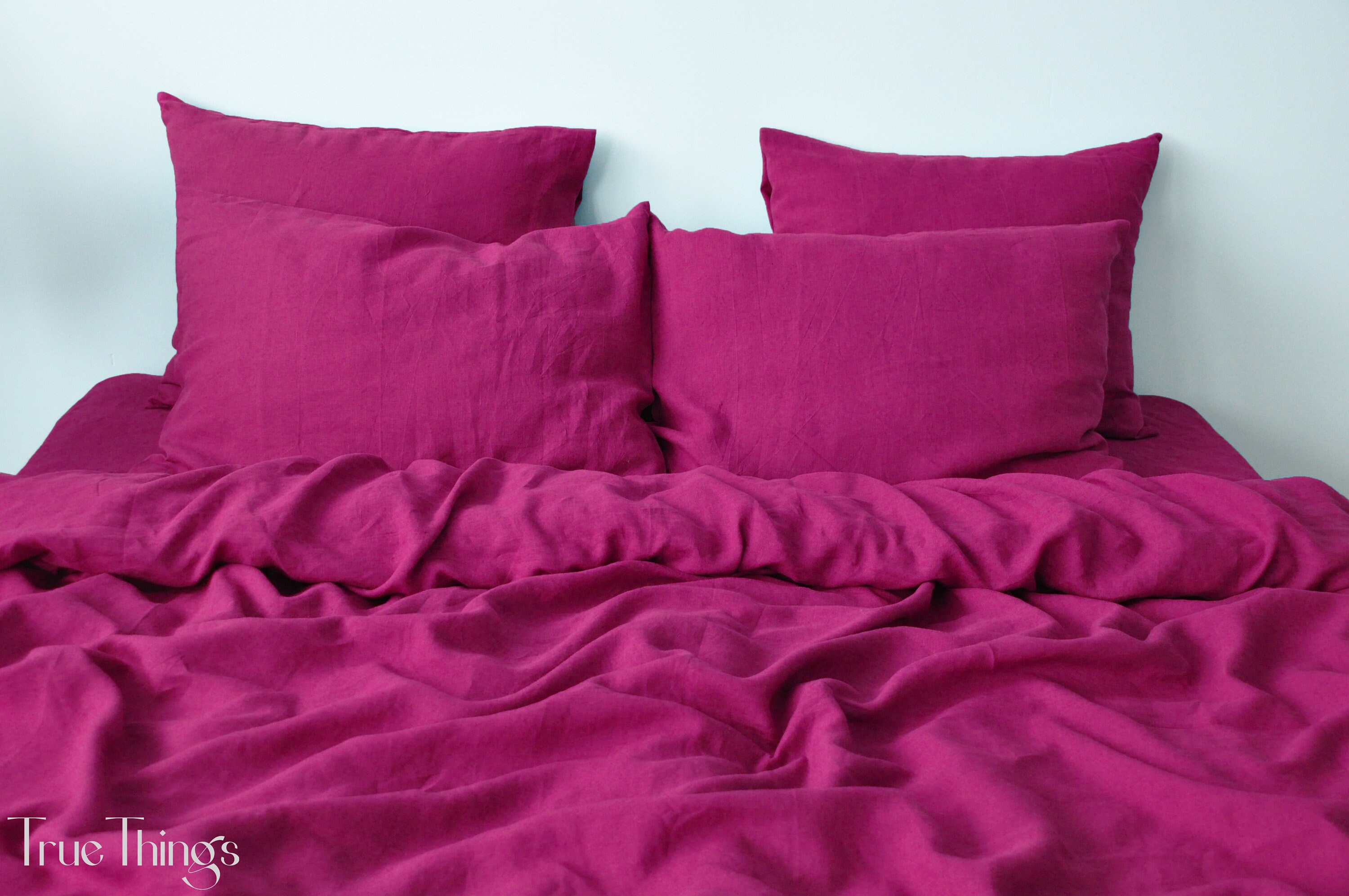 Fuchsia Linen Bedding Set / 1 Duvet Cover 2 Pillowcases / - Etsy
