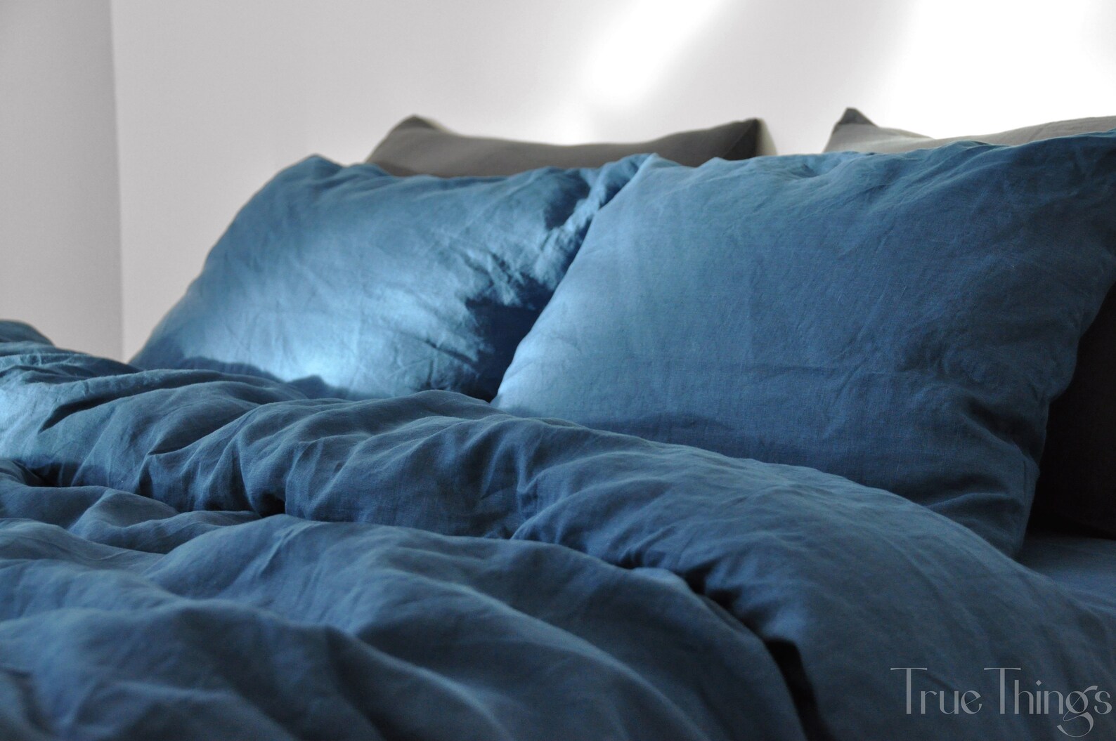 Ocean Blue Linen Bedding Set / 1 Duvet Cover 2 Pillowcases / | Etsy