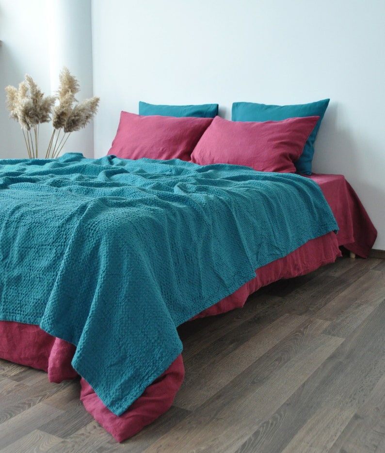 Sea Wave Waffle Linen Coverlet / Softened Linen / Heavy Weight - Etsy