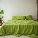Chartreuse Green Linen Sheet Set 1 Flat Sheet and 1 Fitted Sheet and 2 ...