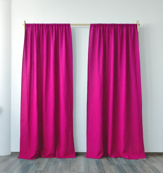 Fuchsia Regular and Blackout Linen Curtains / 2 Panels / | Etsy