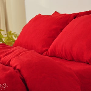 Scarlet Red Linen Pillowcase Red Pillow Cover King Queen Standard Euro ...