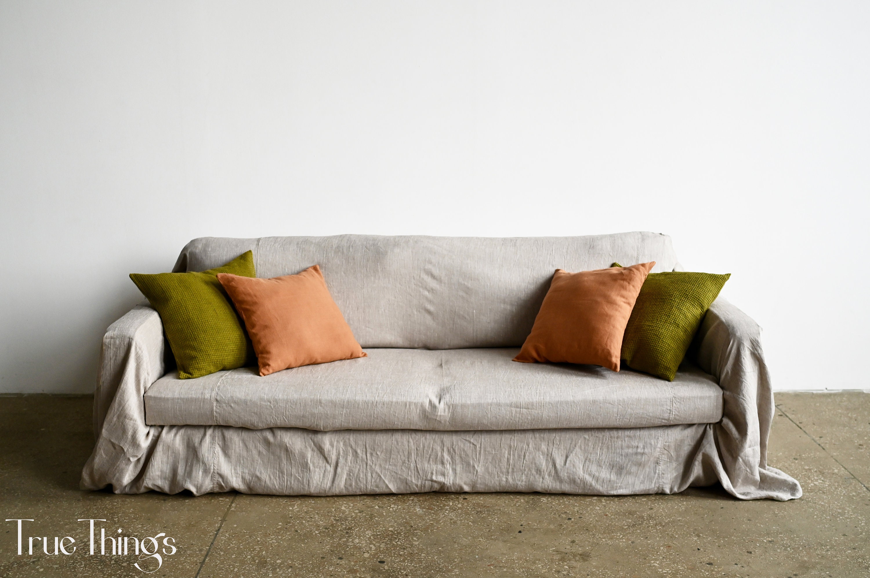 Undyed Linen Sofa Slipcover / Couch Throw / Softened Linen - Etsy