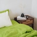 Chartreuse Green Linen Bedding Set 1 Duvet Cover and 2 Pillowcases ...