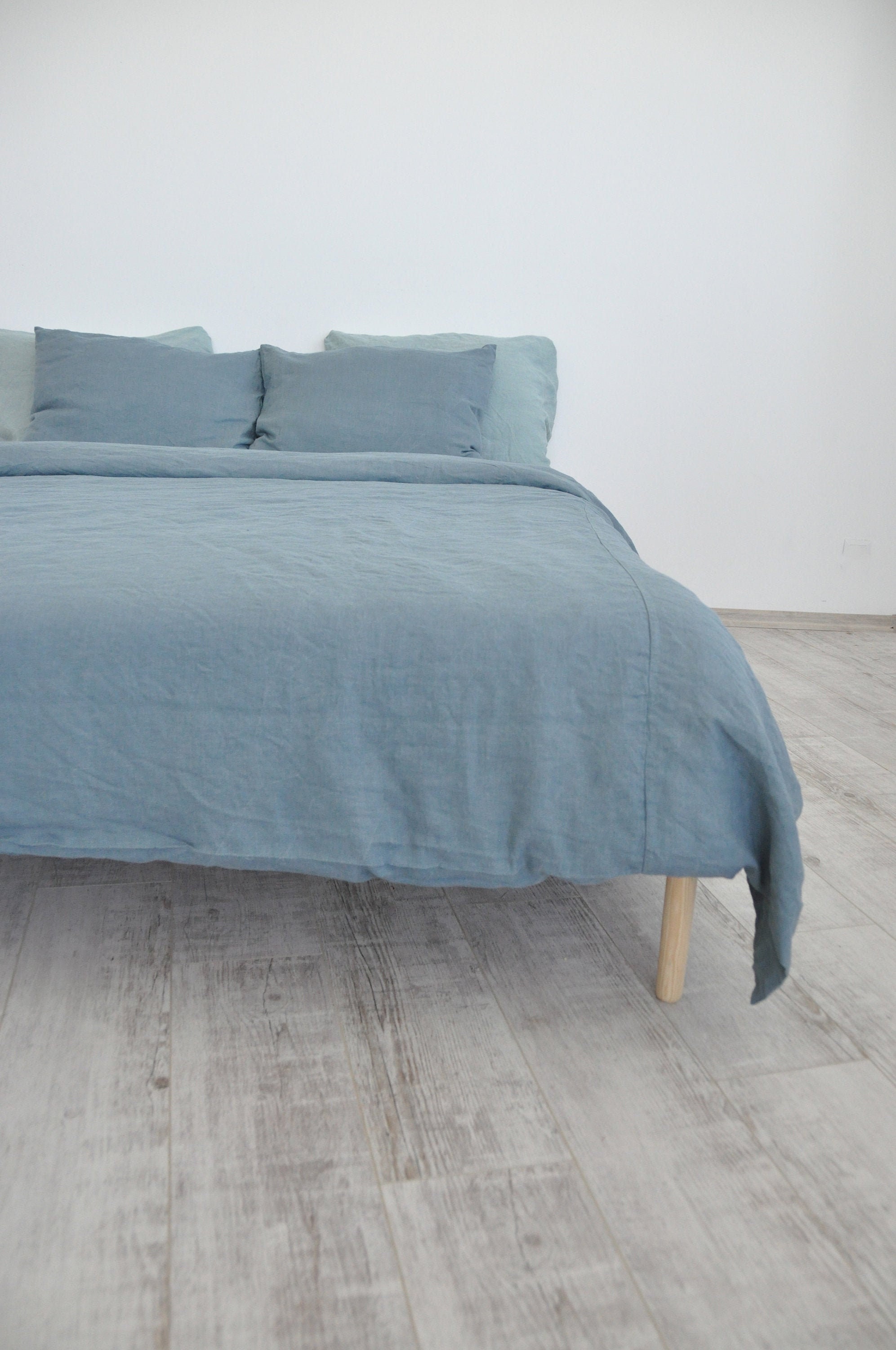 Dusty Blue Linen Bedding Set / 1 Duvet Cover 2 Pillowcases / - Etsy