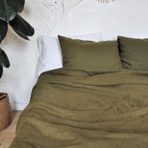 Dark Olive Linen Sheet Set / 1 Flat Sheet 1 Fitted Sheet 2 | Etsy