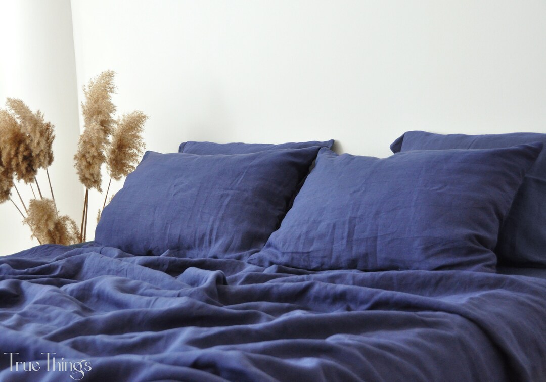 Indigo Linen Flat Sheet 1 Blue Flat Sheet Softened Linen Sheet ...