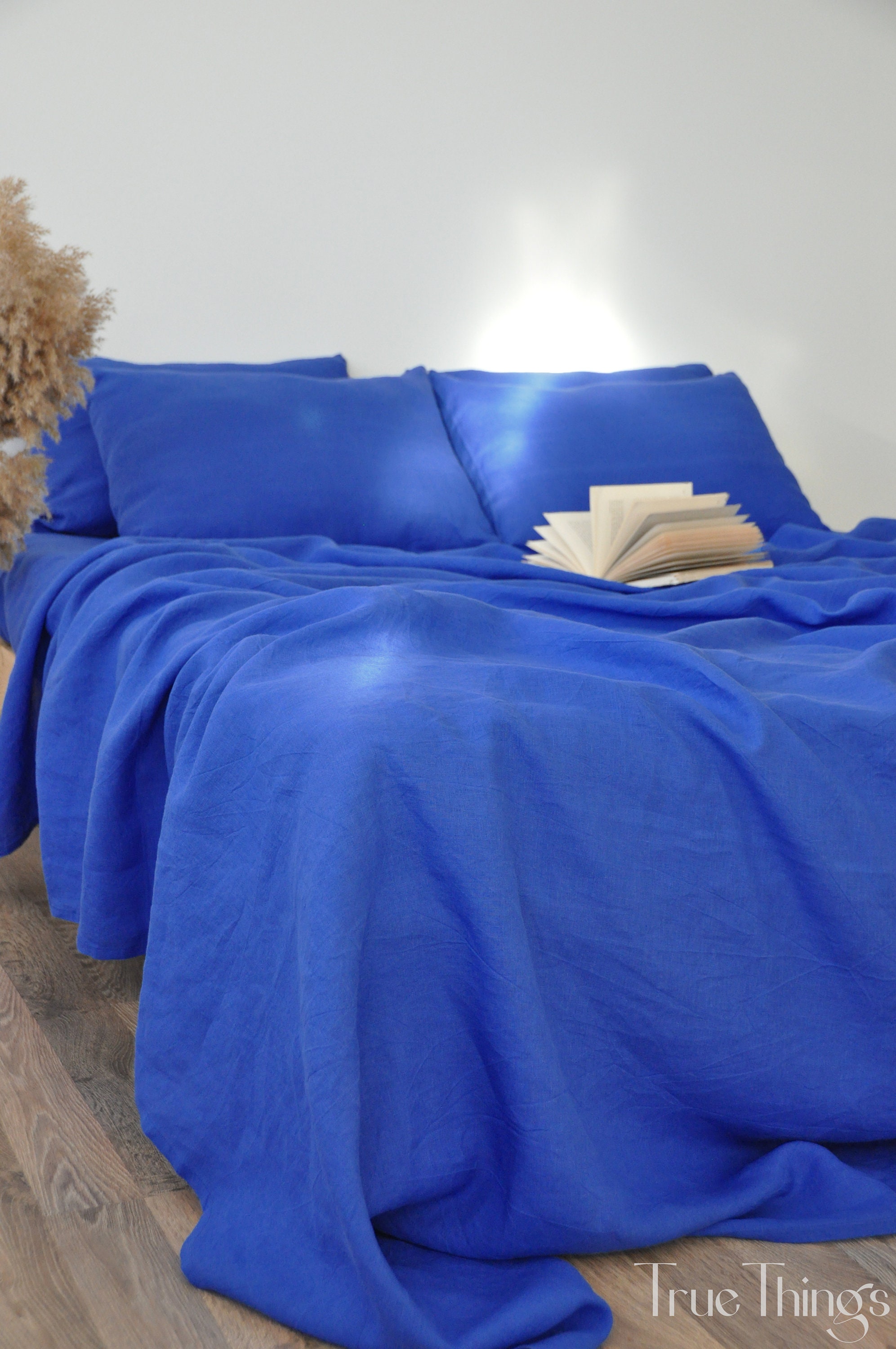 Royal Blue Linen Sheet Set / 1 Flat Sheet 1 Fitted Sheet 2 - Etsy