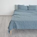 Dusty Blue Linen Sheet Set 1 Flat Sheet and 1 Fitted Sheet and 2 ...