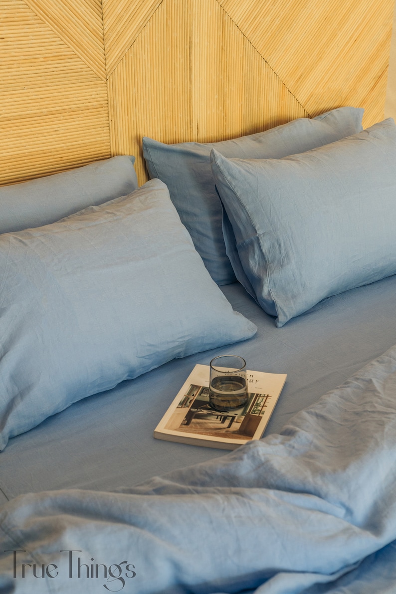Cornflower Blue Linen Bedding Set / 1 Duvet Cover 2 - Etsy