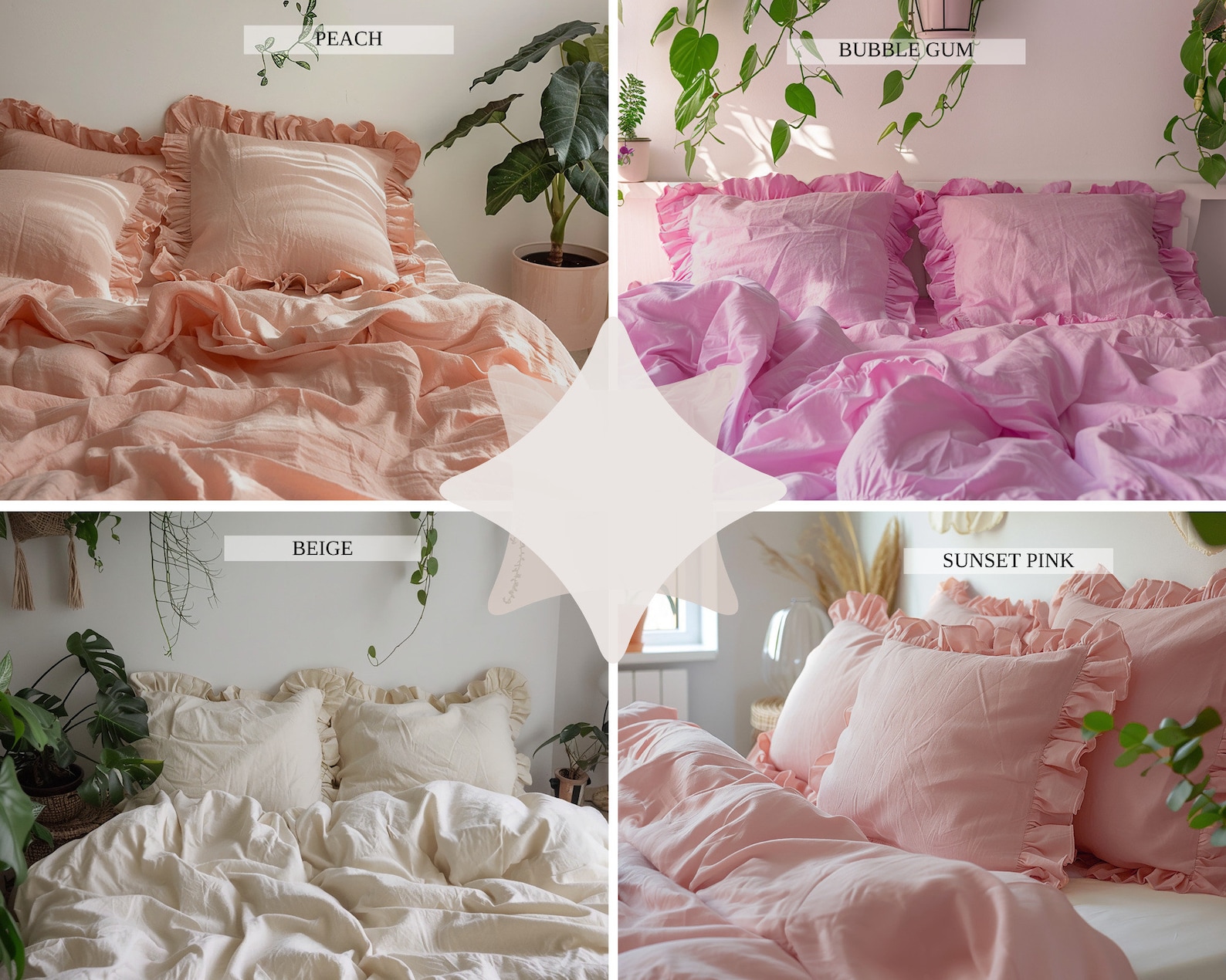 Indigo and Other Colors Ruffled Linen Pillow Cover Linen Pillowcase ...