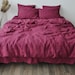 Raspberry Linen Bedding Set 1 Duvet Cover and 2 Pillowcases Softened ...