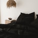 Black Linen Duvet Cover 1 Duvet Cover Softened Linen Black Comforter ...
