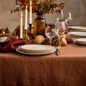 Cinnamon Rectangle Linen Tablecloth Christmas Theme Round Square ...