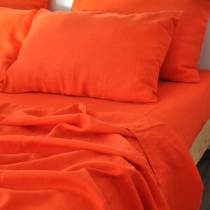 Bright Orange Linen Flat Sheet 1 Flat Sheet Softened Linen Sheet ...