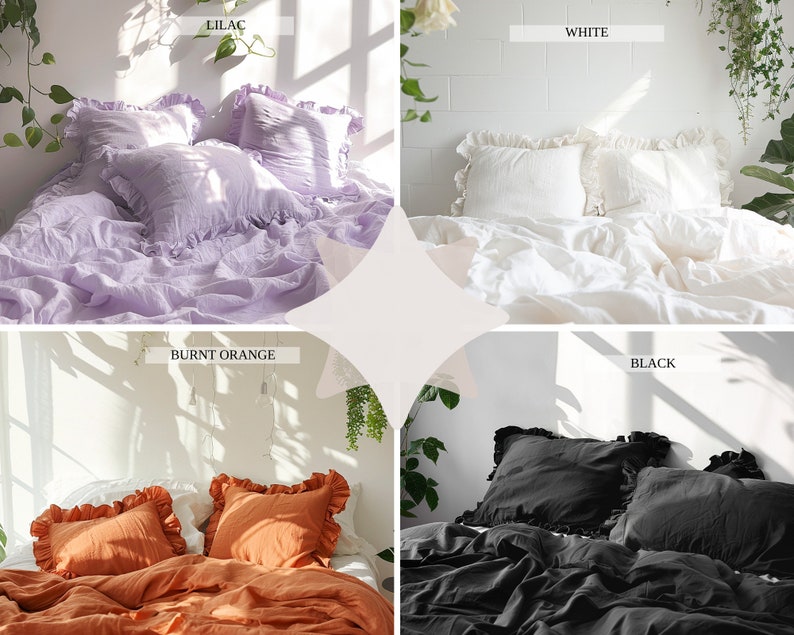Blush Pink and Other Colors Ruffled Linen Pillow Cover Linen Pillowcase ...