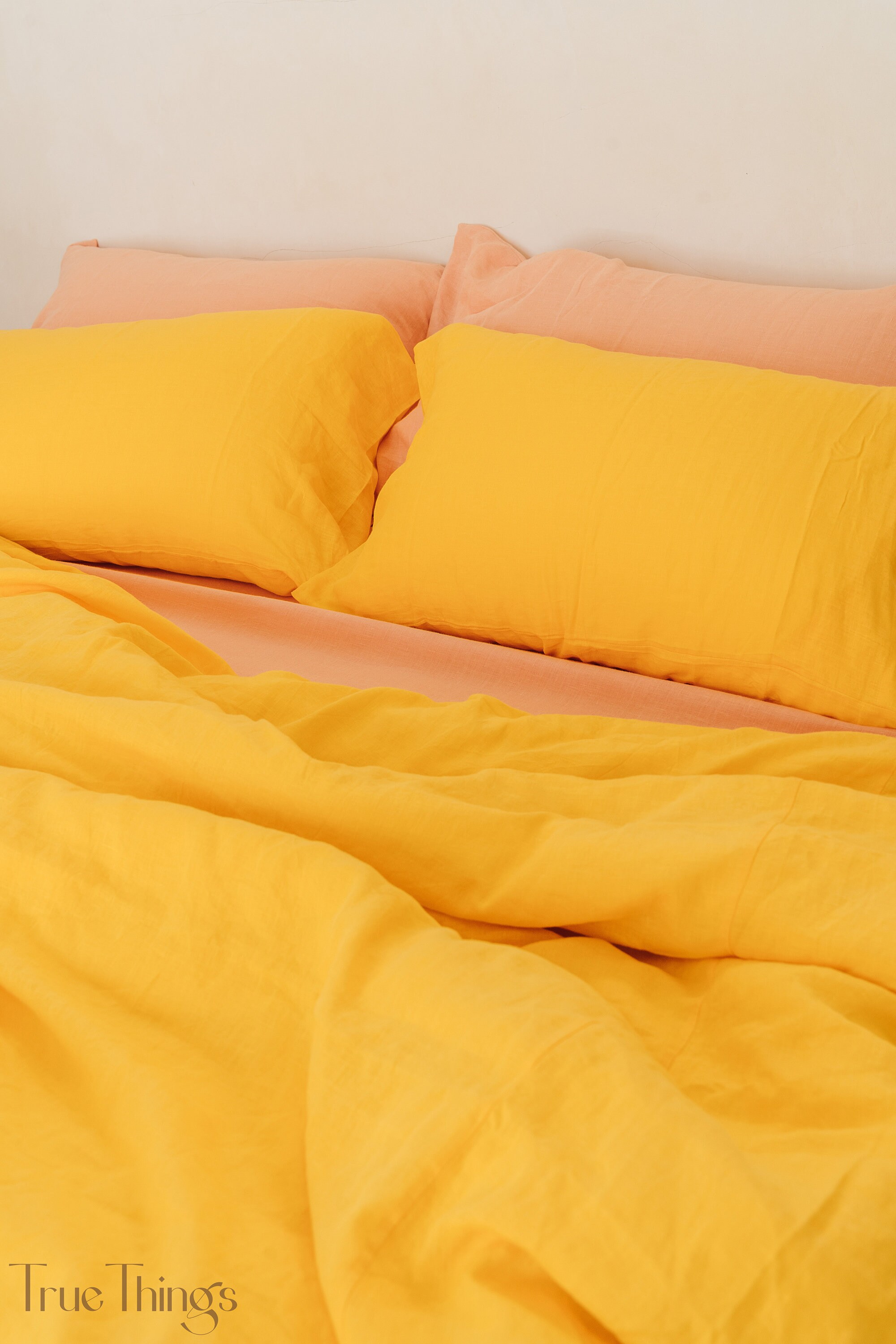 Bright Yellow Linen Bedding Set / 1 Duvet Cover 2 | Etsy