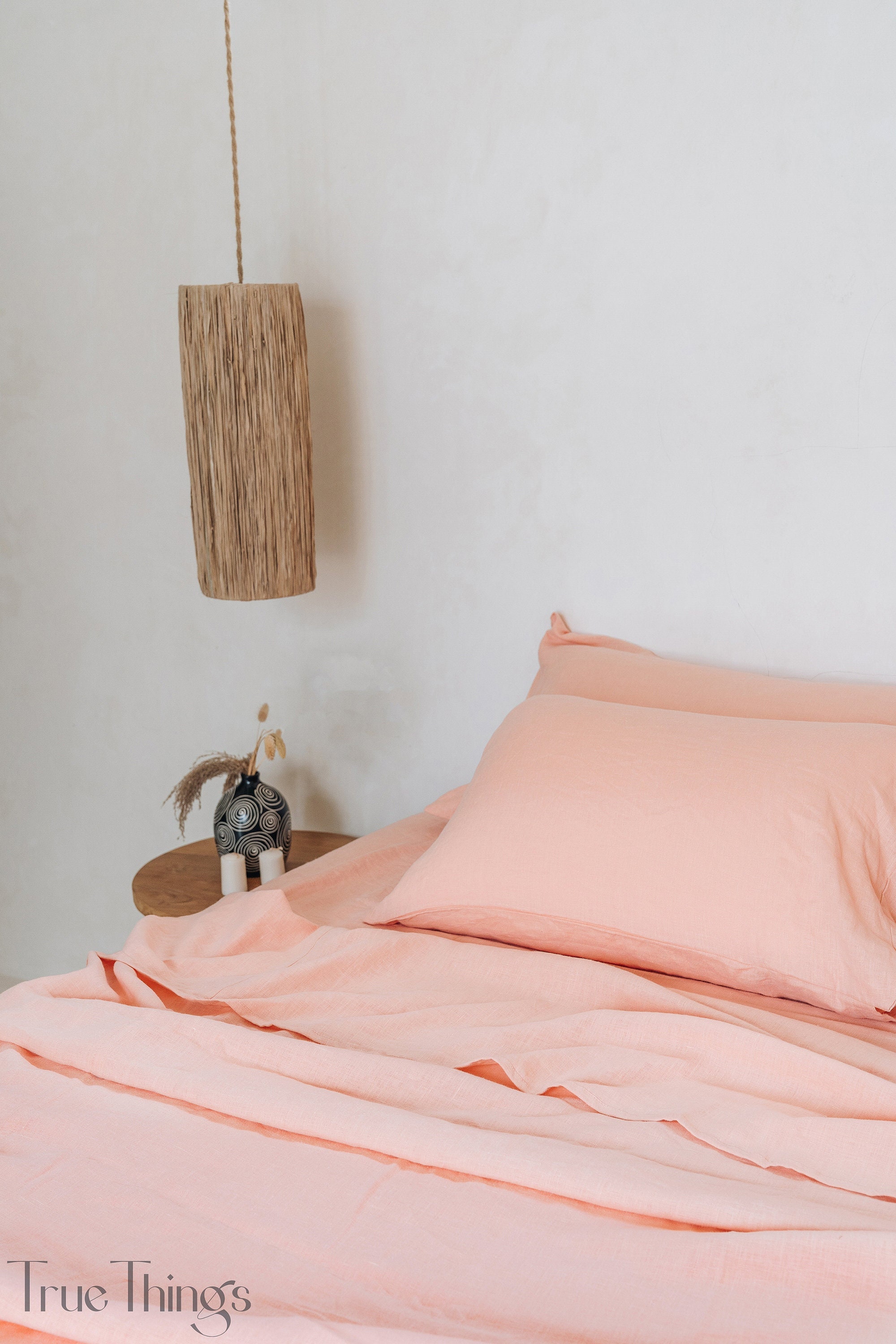 Peach Linen Flat Sheet / 1 Flat Sheet / Softened Linen Sheet / - Etsy