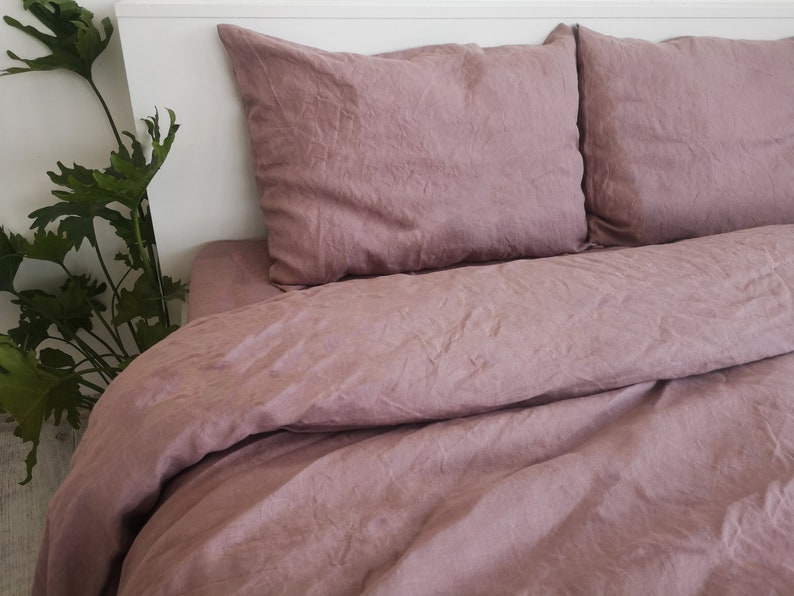 Mauve linen duvet cover / 1 duvet cover / Softened linen / | Etsy