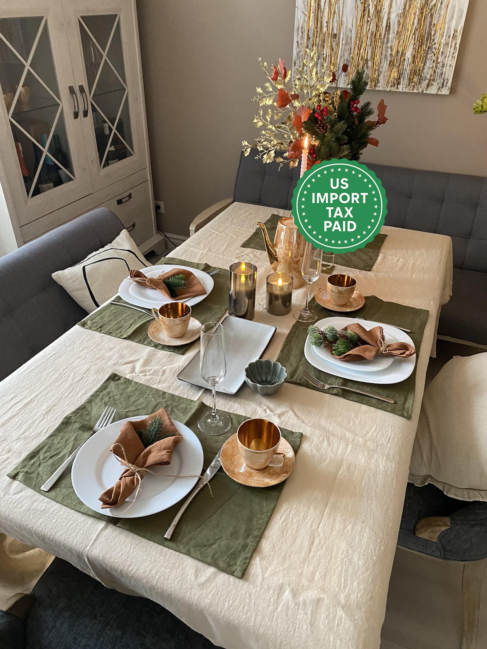 60 Colors Linen Placemats Set Softened Linen Linen Table Decor Mats for ...