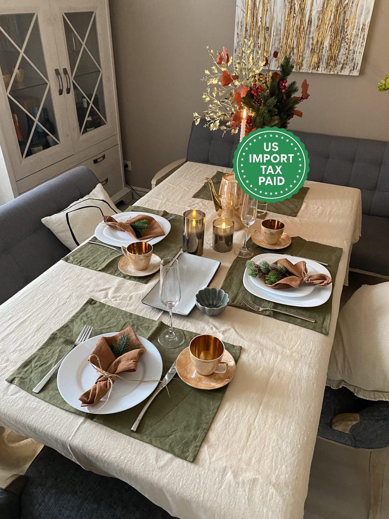 60 Colors Linen Placemats Set Softened Linen Linen Table Decor Mats for ...