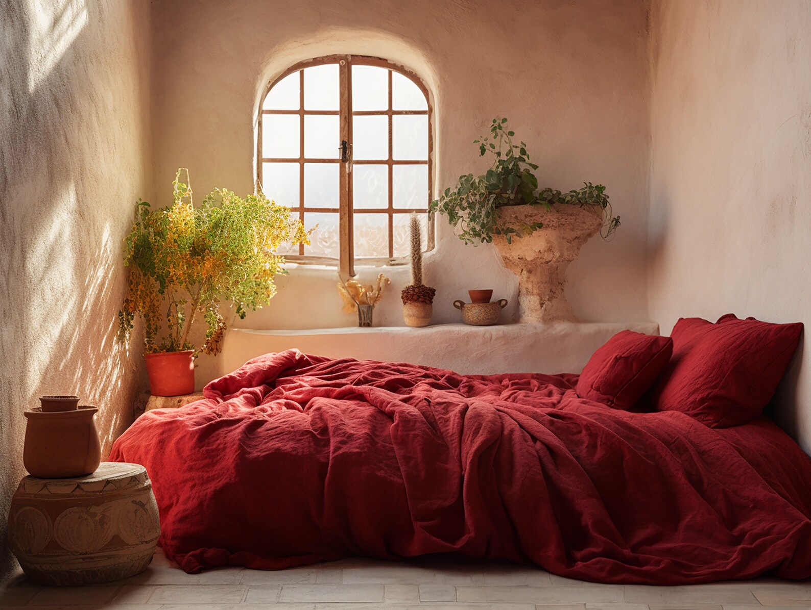 Maroon Linen Duvet Cover 1 Duvet Cover Softened Linen Comforter Cover ...