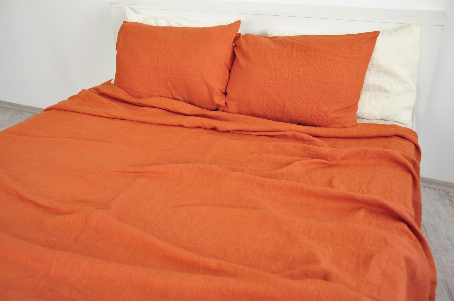 Burnt Orange Linen Sheet Set / 1 Flat Sheet 1 Fitted Sheet | Etsy