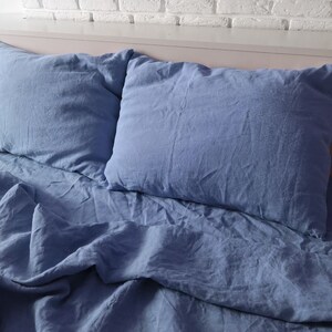Cornflower blue linen fitted sheet / 1 Fitted sheet / Softened | Etsy