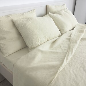 Ivory Linen Sheet Set 1 Flat Sheet and 1 Fitted Sheet and 2 - Etsy