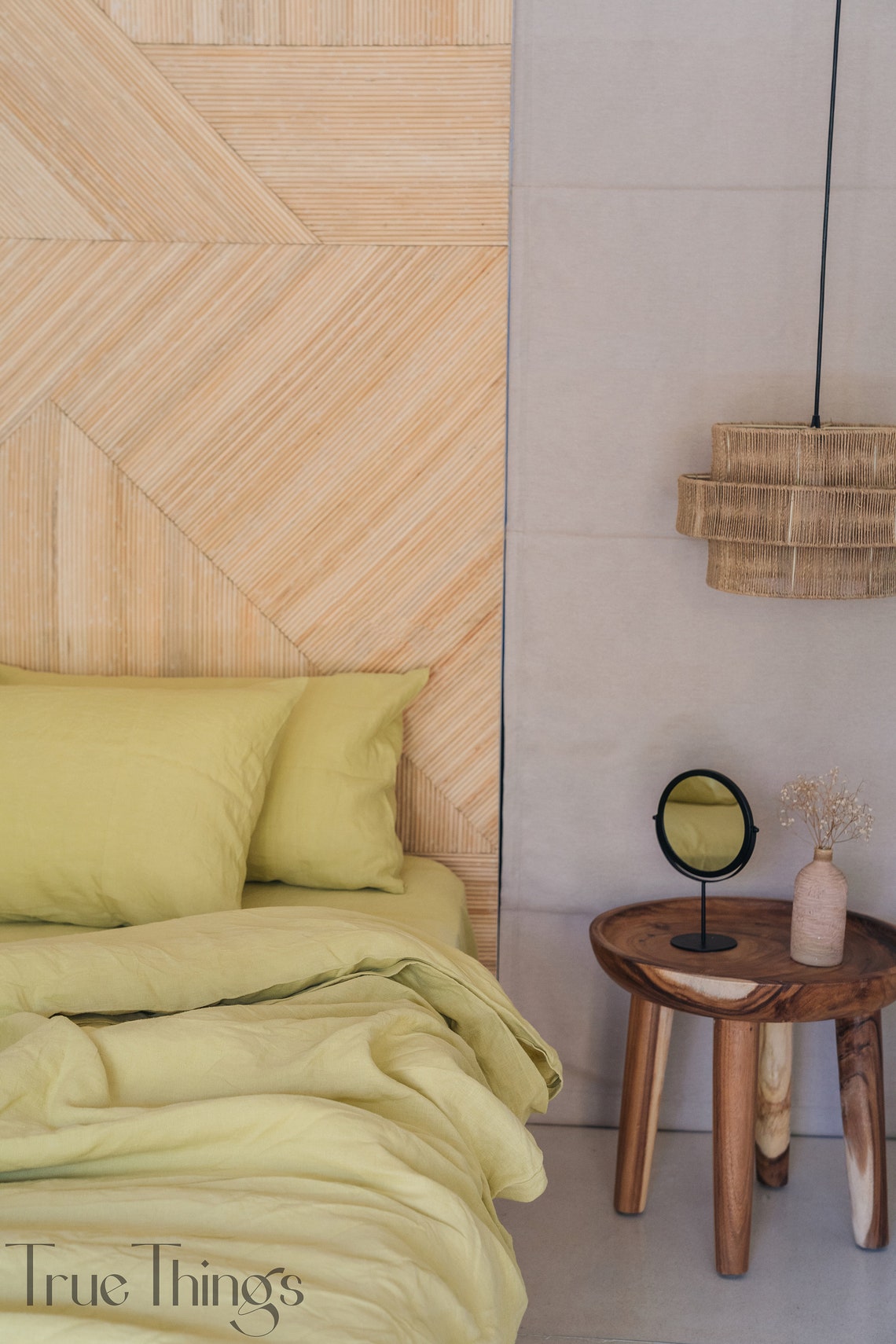 Chartreuse Yellow Linen Bedding Set / 1 Duvet Cover 2 | Etsy