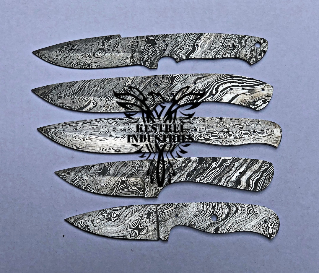 Lot of 5 Damascus Steel Blank Blade Knife for Knife Making Supplies ...