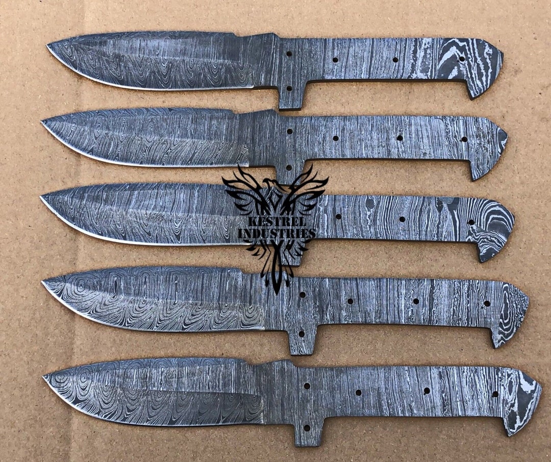 Lot of 5 Damascus Steel Blank Blade Knife for Knife Making Supplies ...
