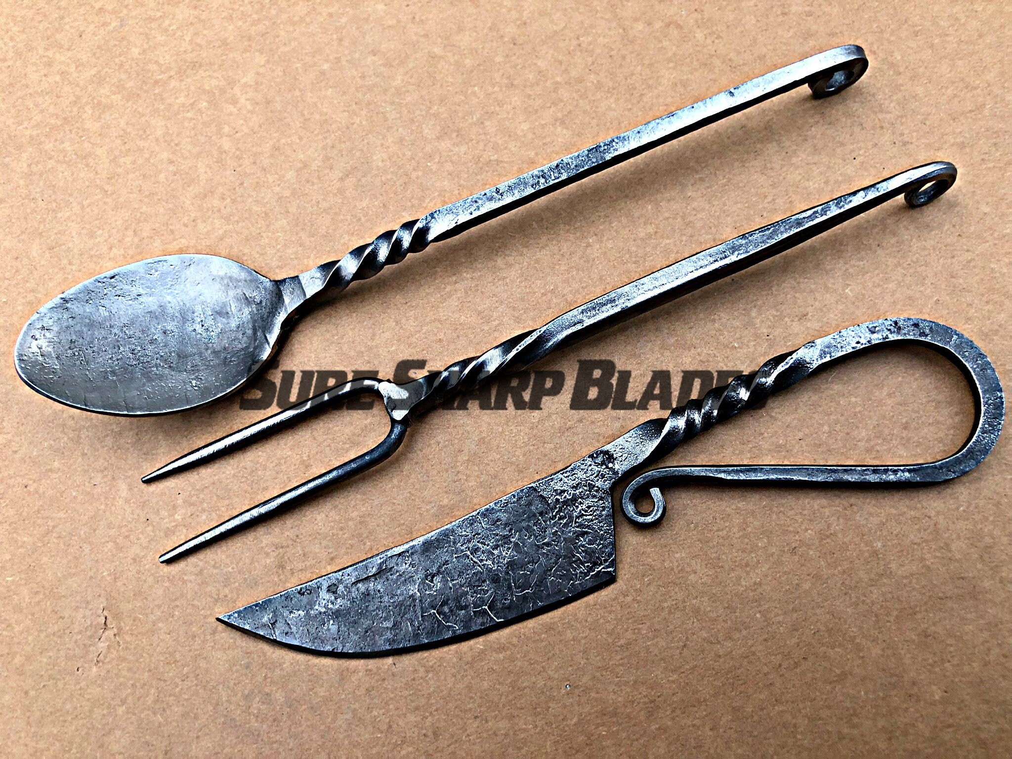 Custom Forged Medieval 1095 High Carbon Steel Cutlery Set | Etsy