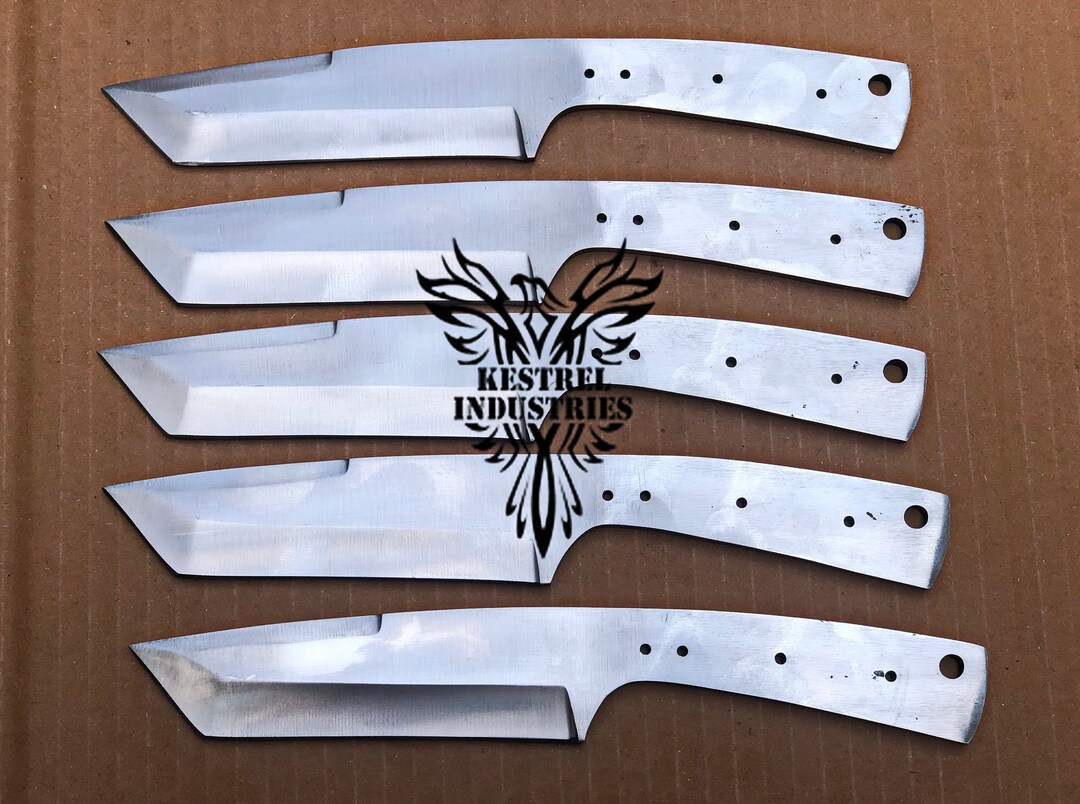 Lot of 5 Carbon Steel Blank Blade Knife for Knife Making Supplies, Full ...