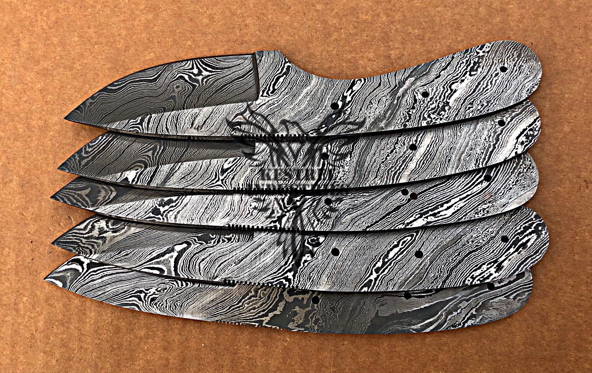 Lot of 5 Damascus Steel Blank Blade Knife for Knife Making Supplies (SU ...