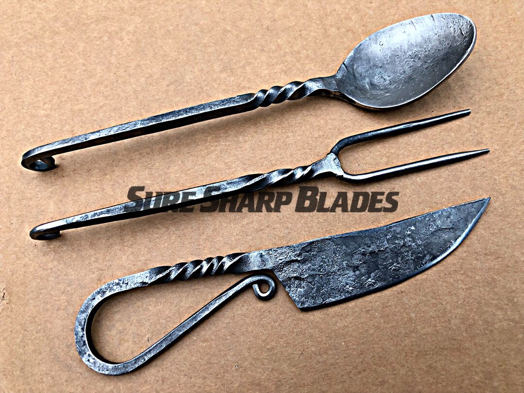Custom Forged Medieval 1095 High Carbon Steel Cutlery Set KI-H103 - Etsy