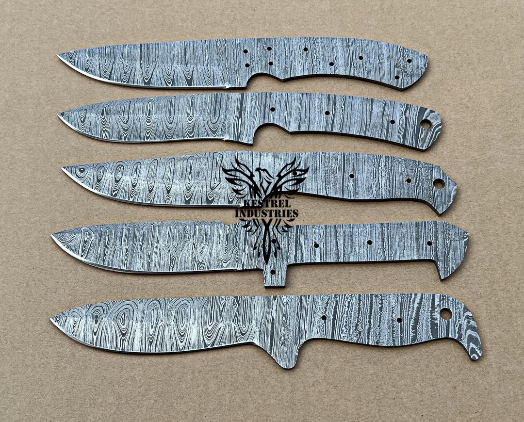 Lot of 5 Damascus Steel Blank Blade Knife for Knife Making Supplies ...