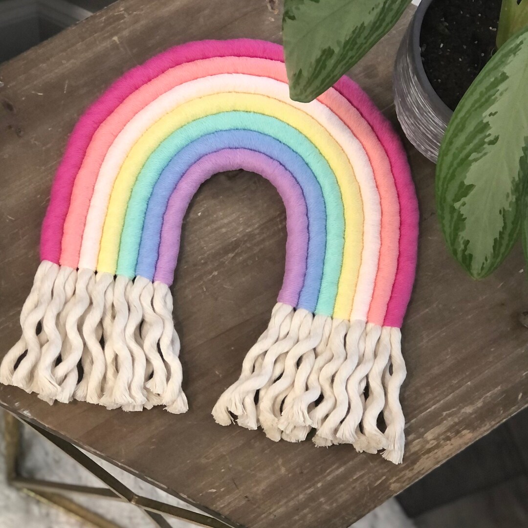 Macrame Rope Rainbow Wall Hanging Nursery Decor Girl Bedroom - Etsy