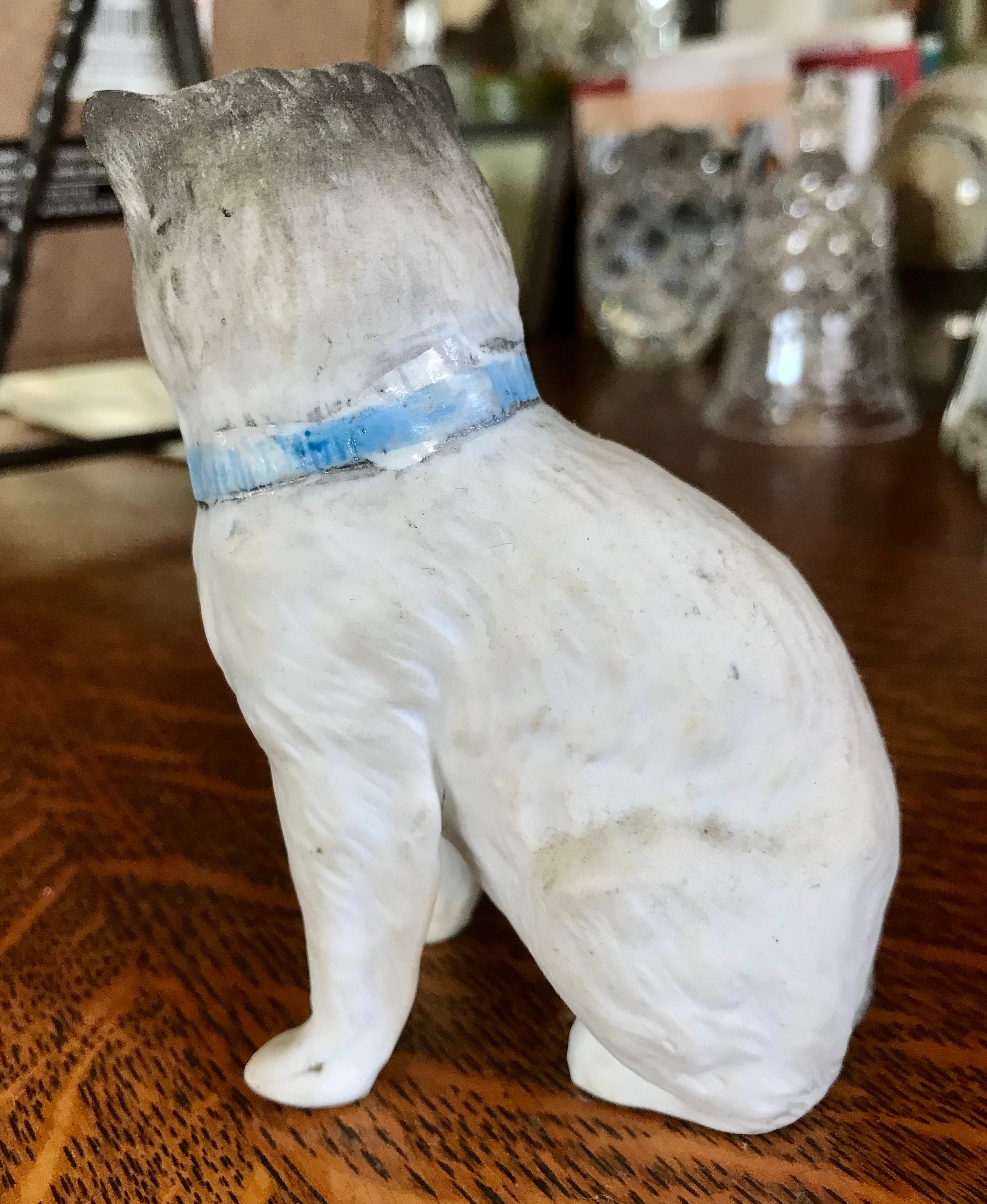 Antique Bisque Cat With Blue Collar - Etsy