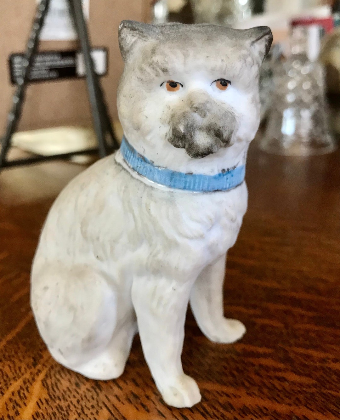 Antique Bisque Cat With Blue Collar - Etsy