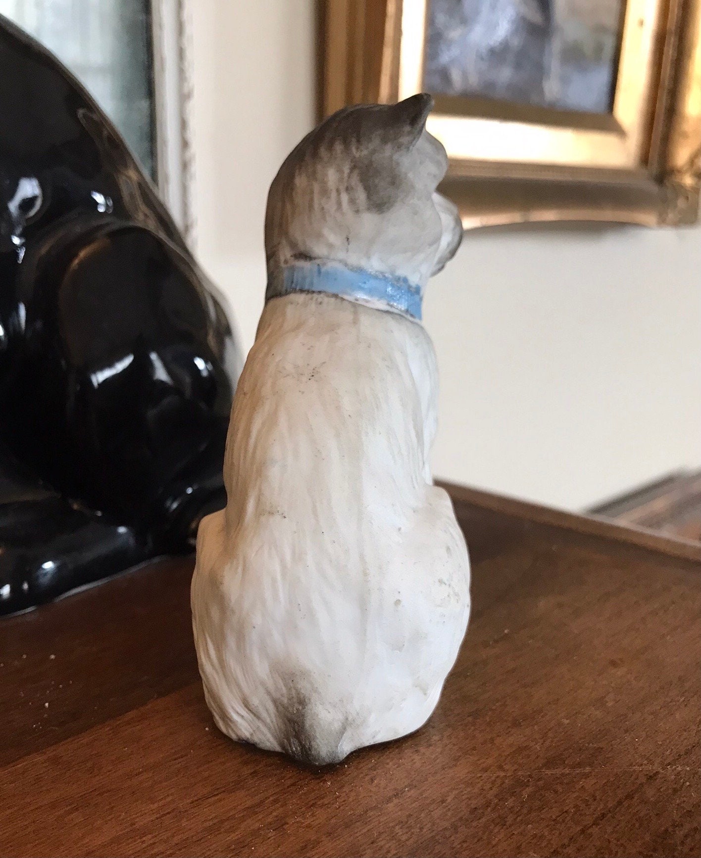 Antique Bisque Cat With Blue Collar - Etsy